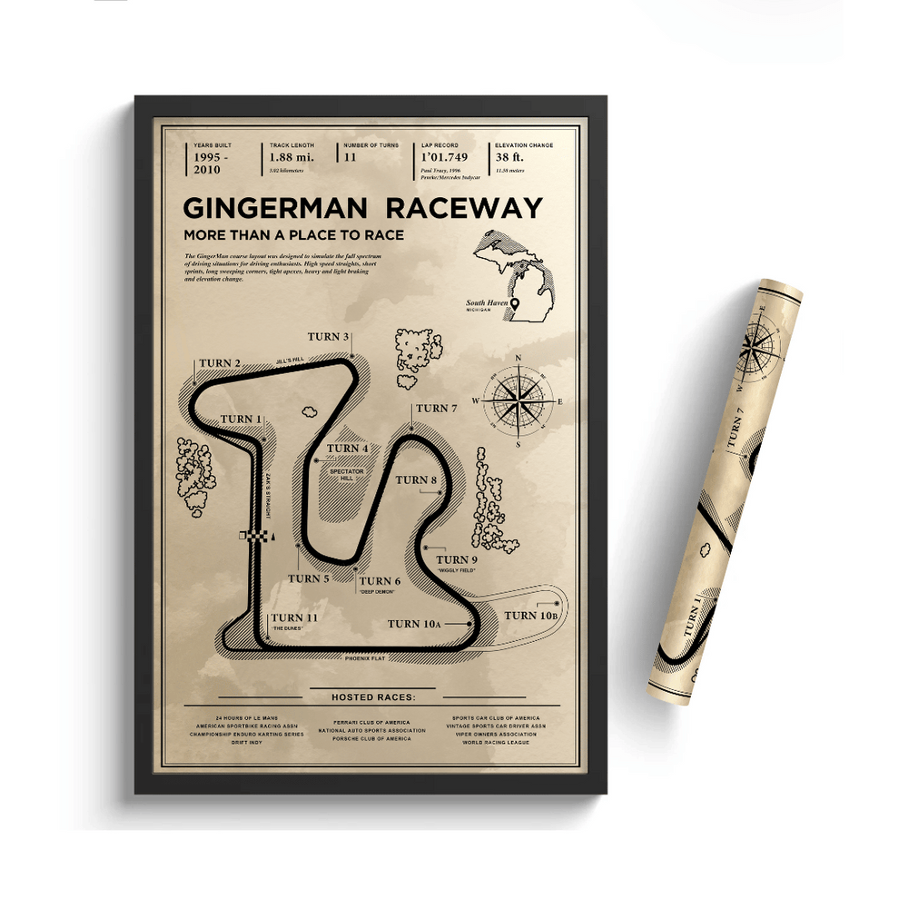 Gingerman Raceway - Vintage Racetrack – Racing Canvas Co